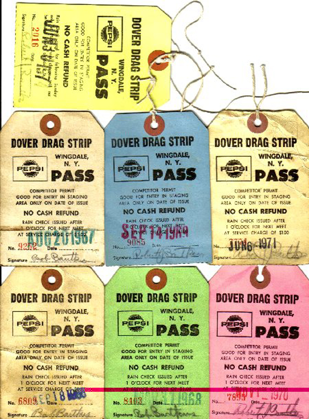 Dover Drag Strip Pit Passes – Various Years – Dover Drag Strip